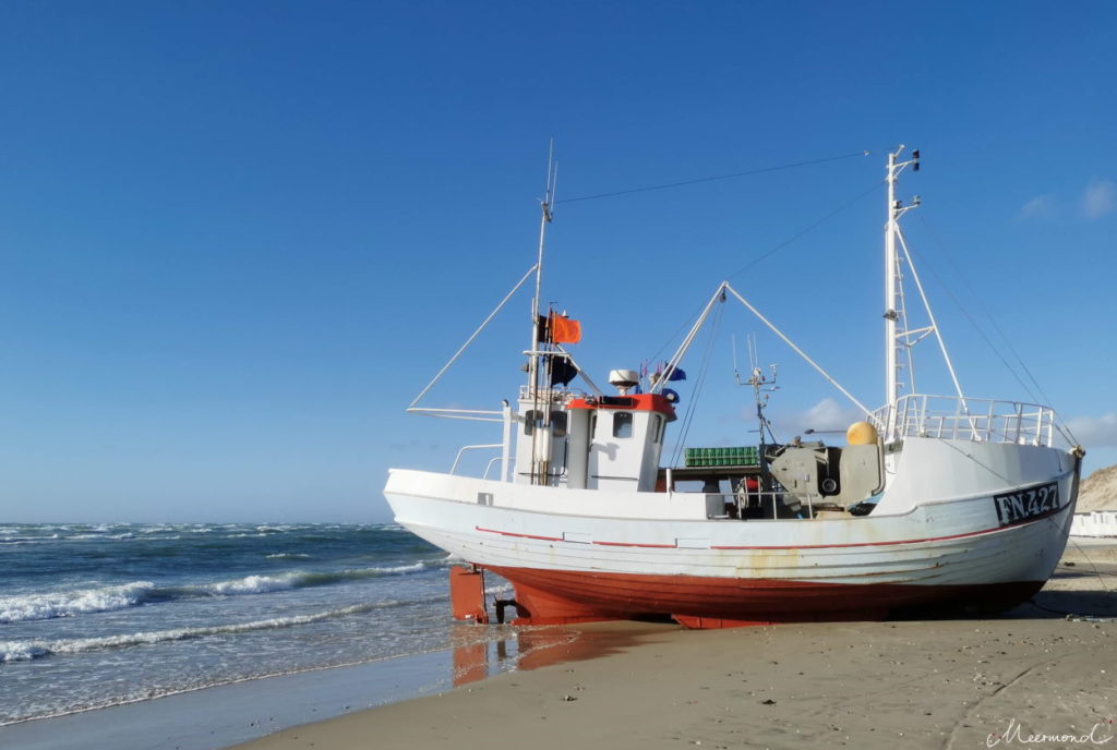Die weißen Badehäuser von Løkken - Meermond